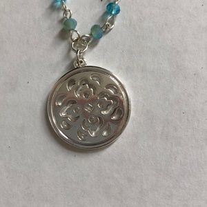 Chaps | Jewelry | Chaps Silver And Blue Crystal Beaded Pendant | Poshmark